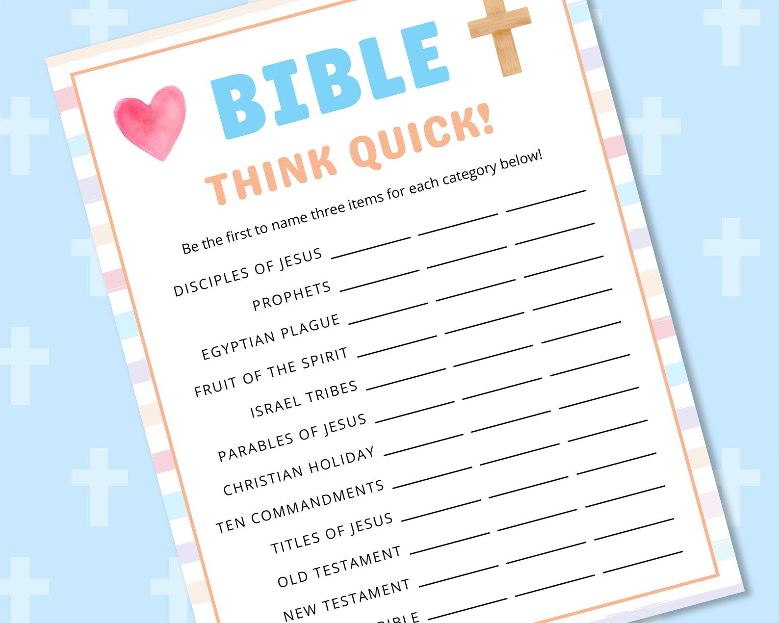 Bible Think Quick Bible Games for Kids Adults Sunday Bible Study Games ...