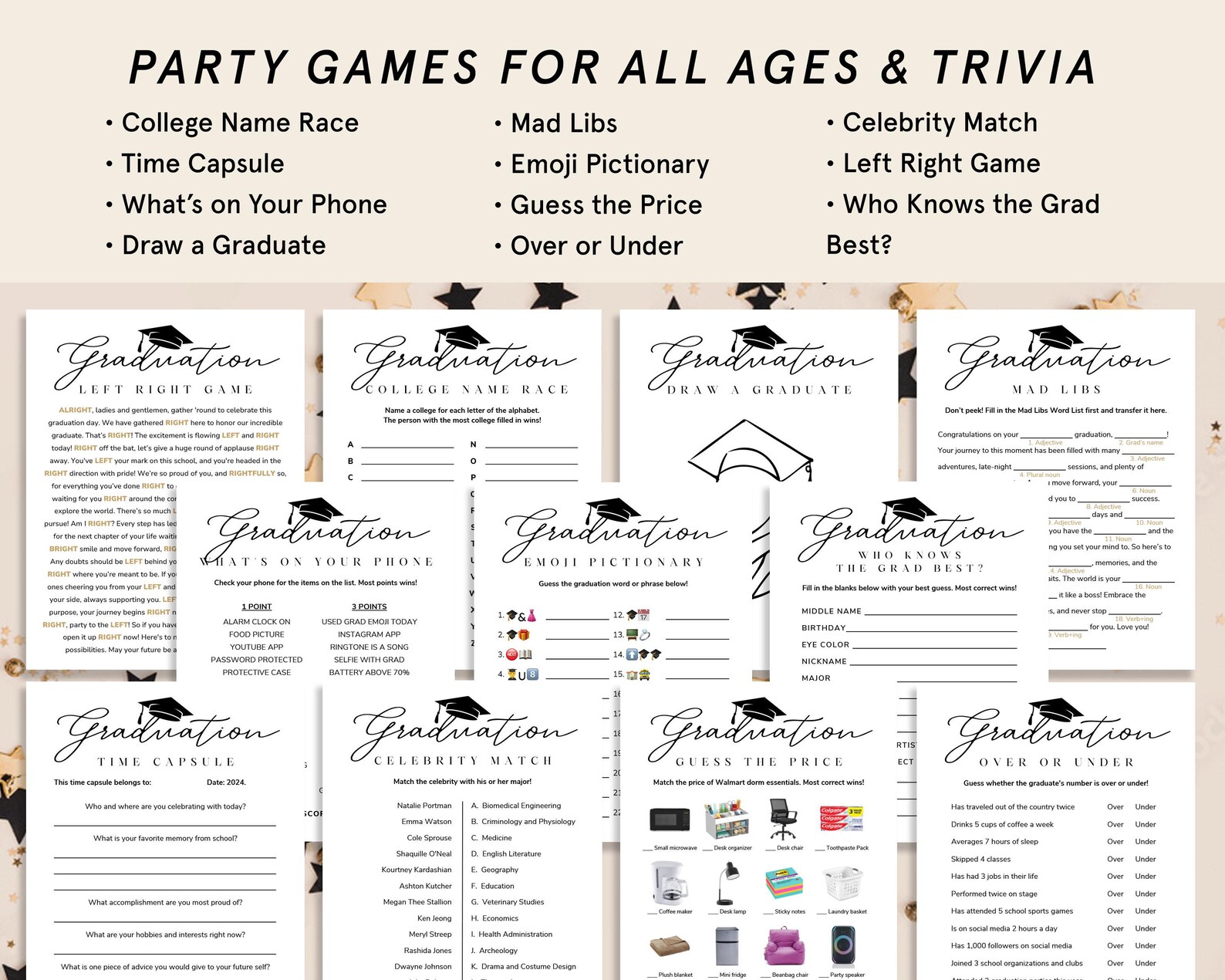 Graduation Party Game Bundle Graduation Party Class of 2026 Graduation ...