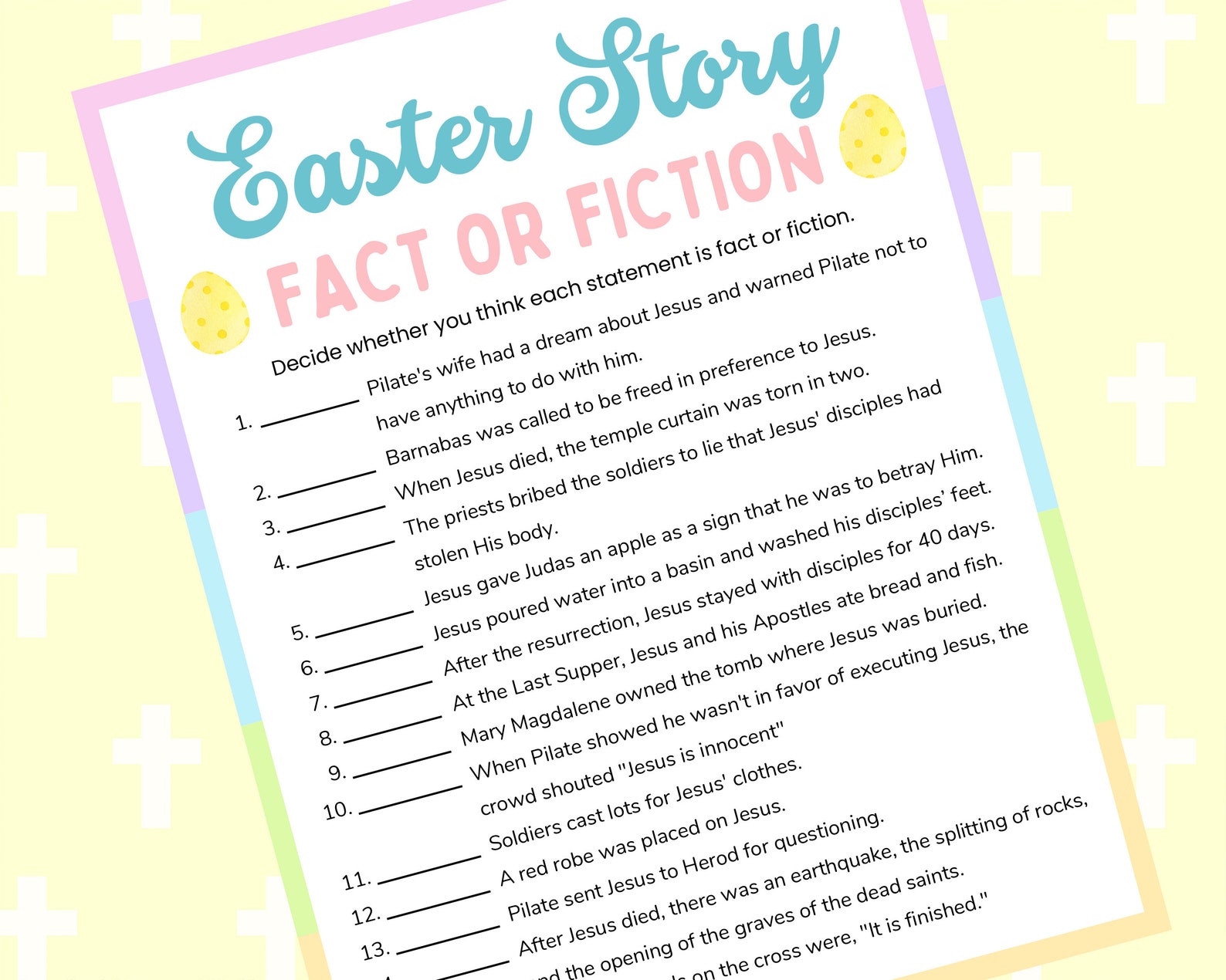 Bible Easter Fact or Fiction Game Church Easter Activities for Kids and ...