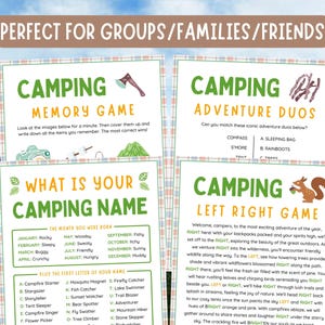 Camping Game Bundle Camping Activities for Kids Camp Party Dad Camping ...