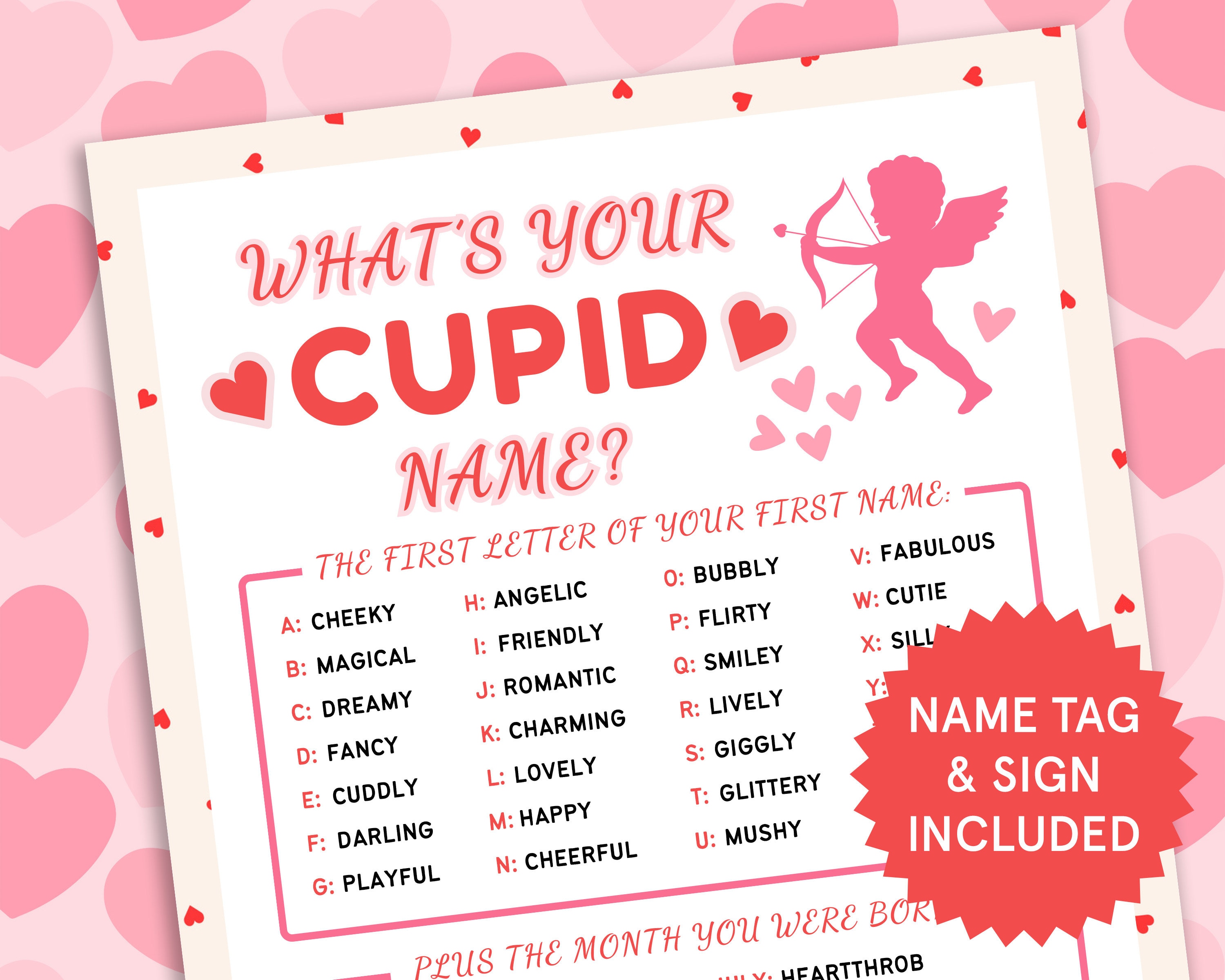 What's Your Cupid Name, Name Tags, Sign Valentines Day Activity for ...