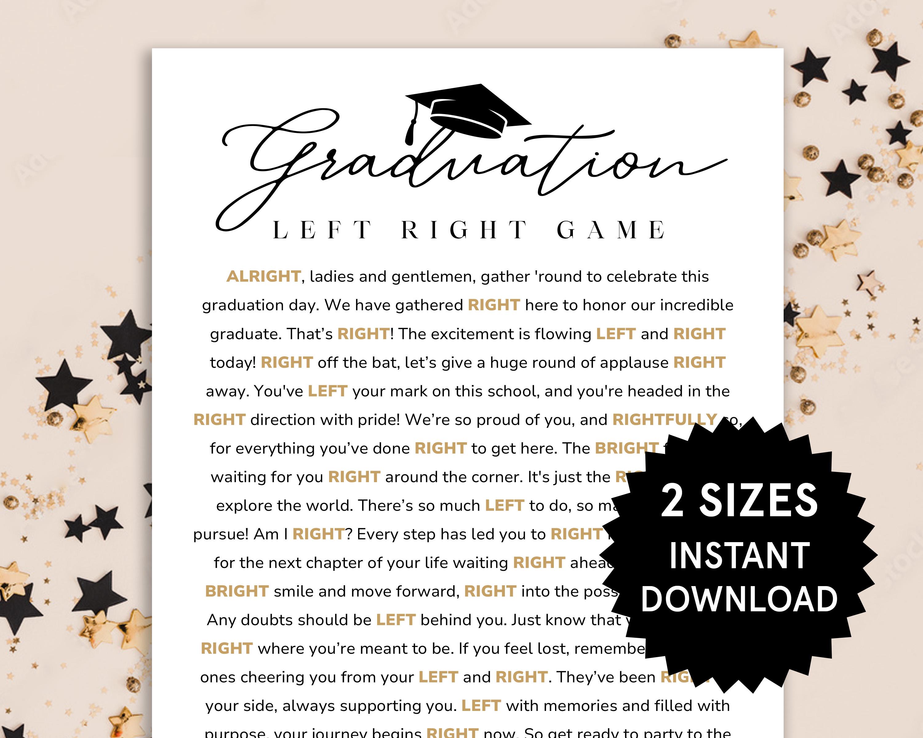 Graduation Left Right Game Graduation Party Games Class of 2025 High ...