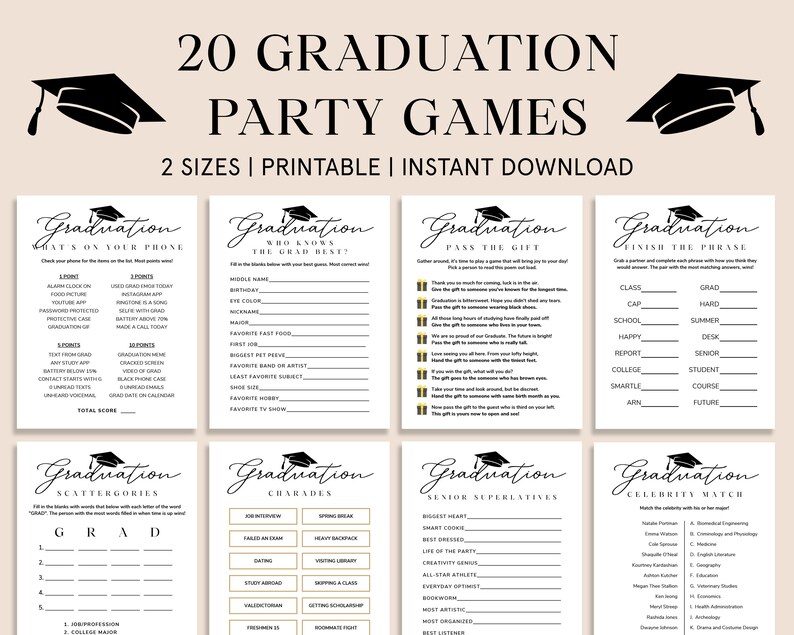 Graduation Party Game Bundle Graduation Games Class of - Etsy