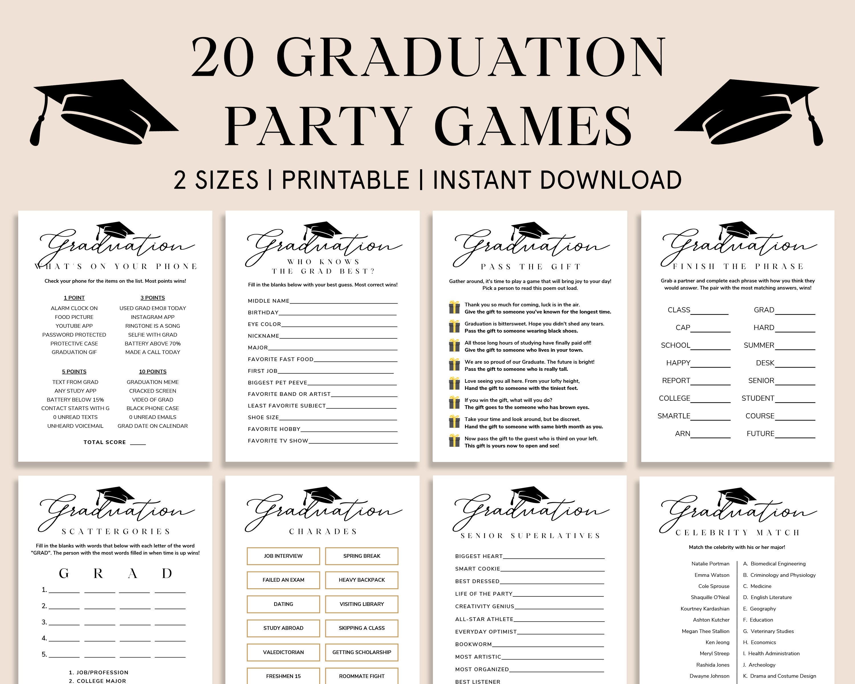 Graduation Party Game Bundle Graduation Games Class of - Etsy