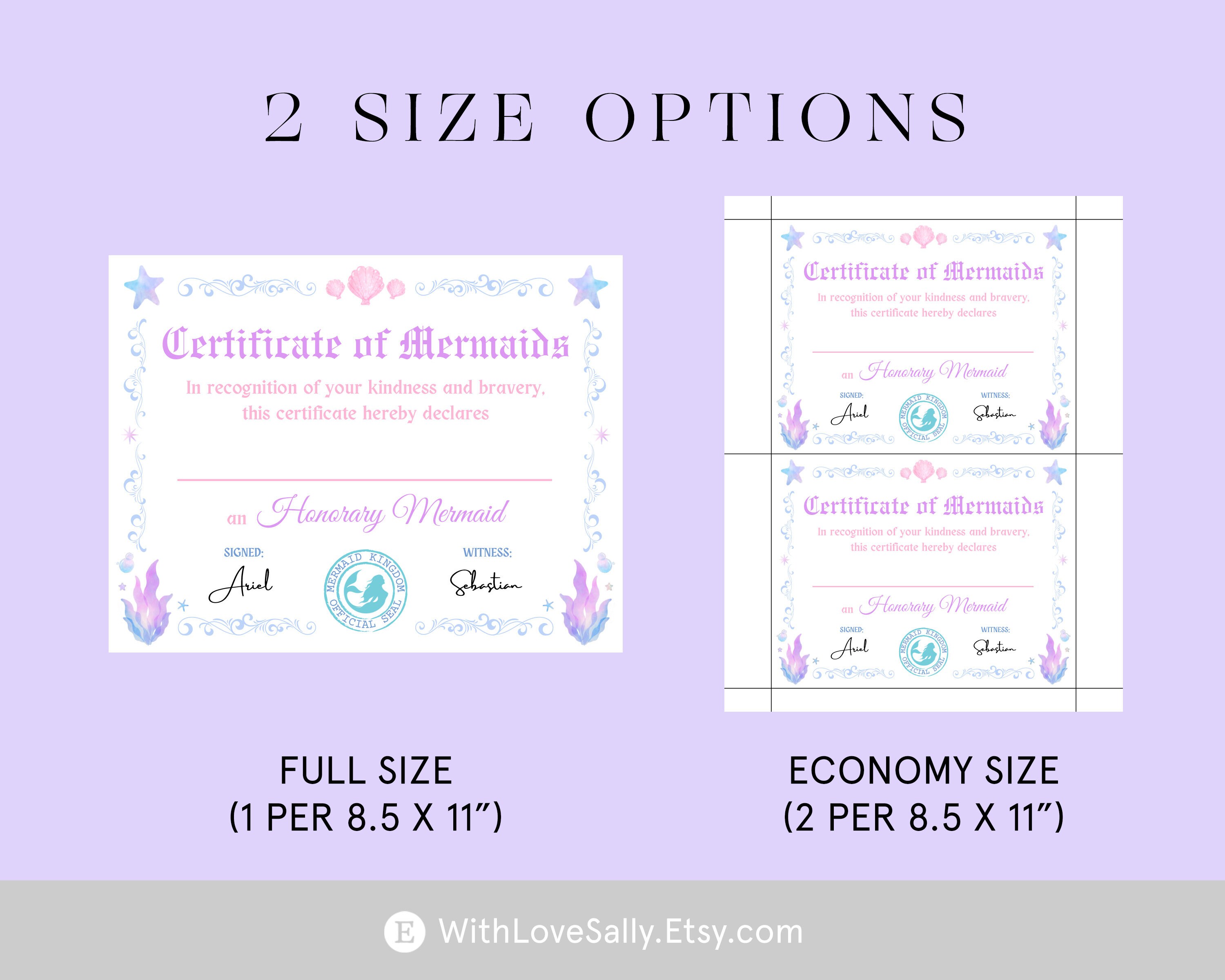 Mermaid Certificate Mermaid Birthday Party Games for Kids Mermaid ...