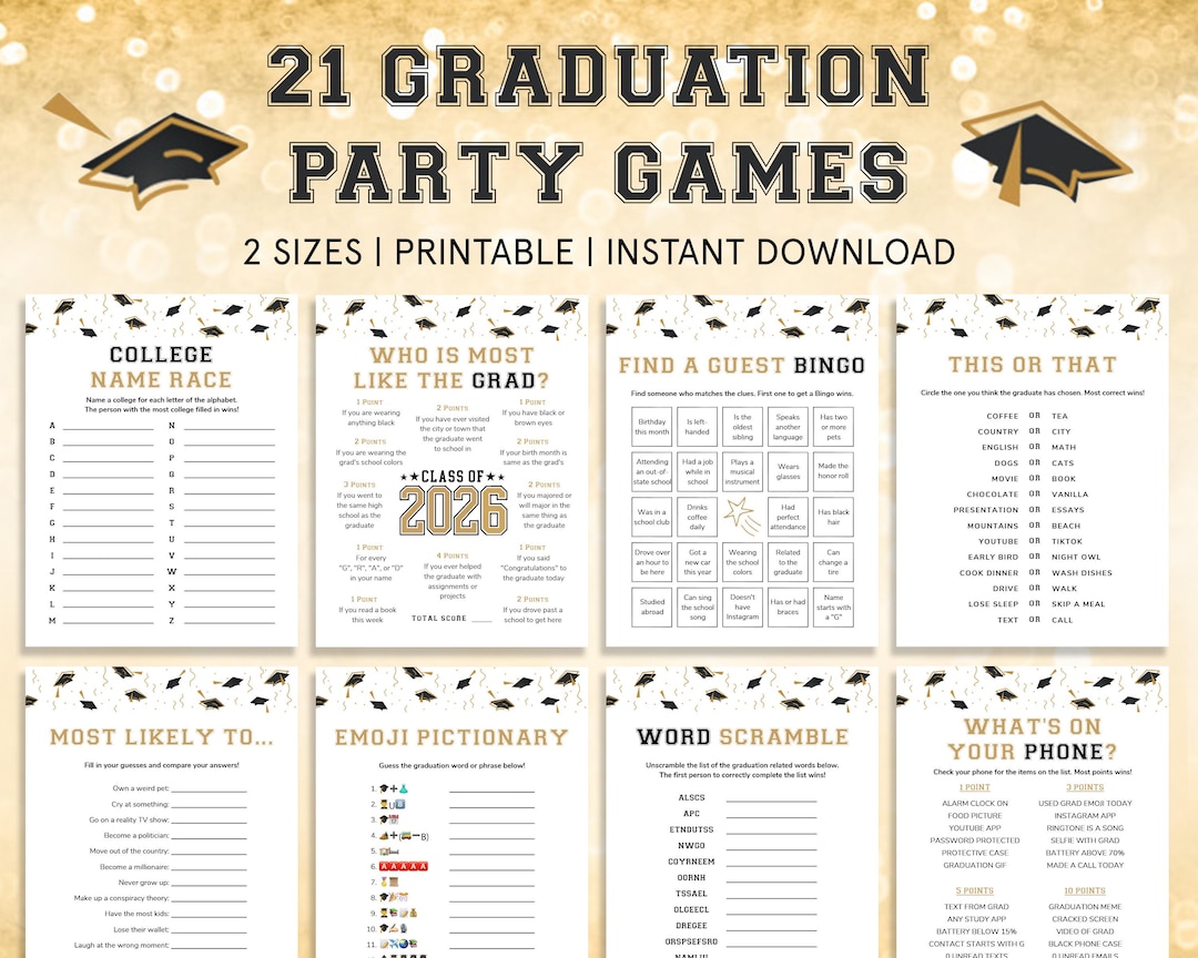 Graduation Party Game Bundle | 2026 Graduation Games | Class of 2026 ...
