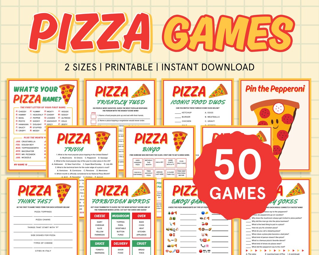 Pizza Party Game Bundle Pizza Games Birthday Party Games for Kids ...
