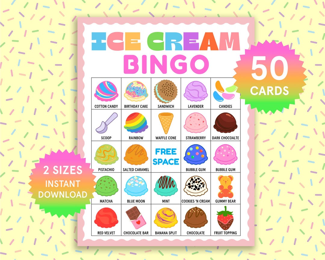 Ice Cream Bingo Cards Ice Cream Games Summer Games Ice Cream Birthday ...