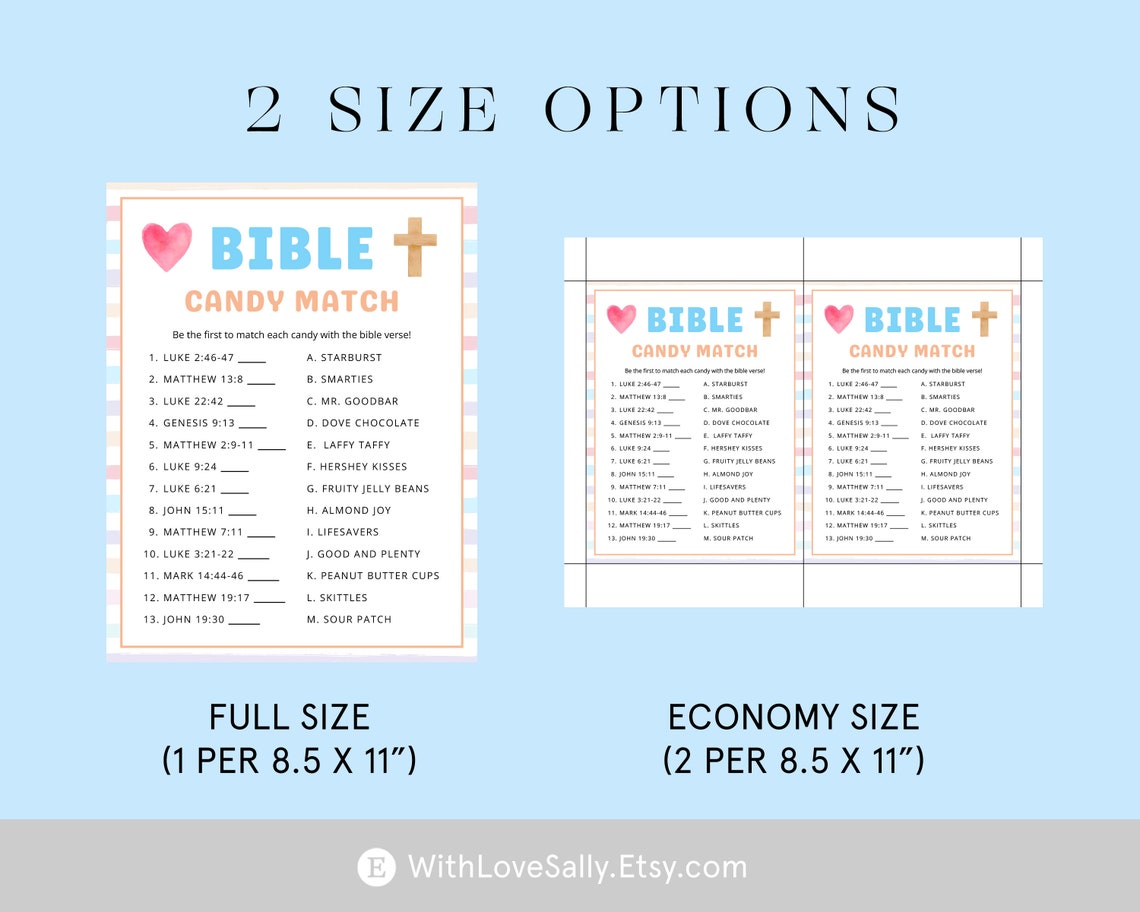 Bible Candy Match Bible Games for Kids, Adults Easter Sunday School ...