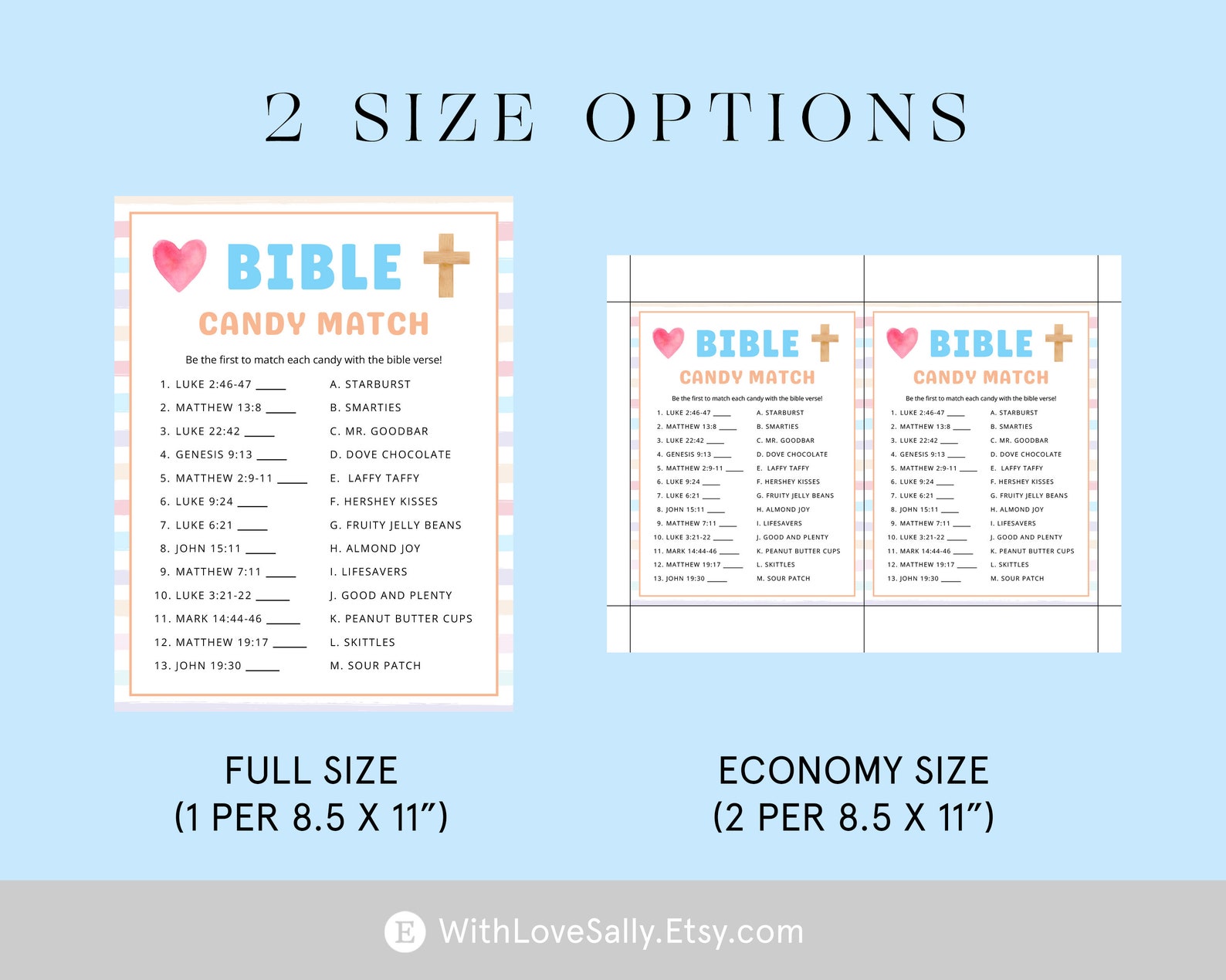Bible Candy Match Bible Games for Kids, Adults Easter Sunday School ...