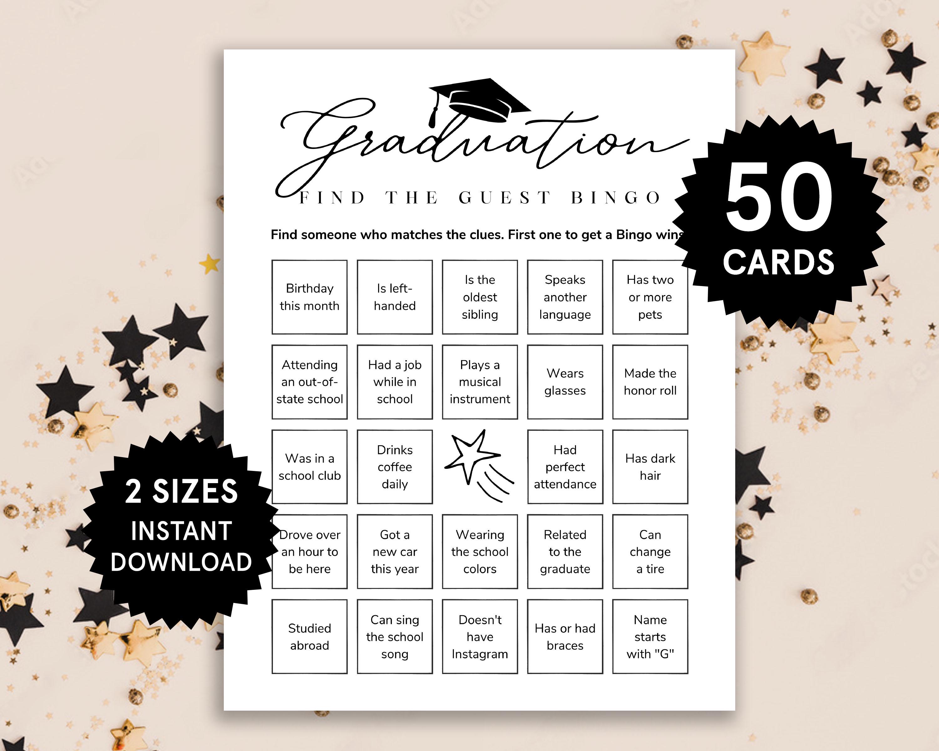 Graduation Bingo Graduation Game High School Graduation College ...