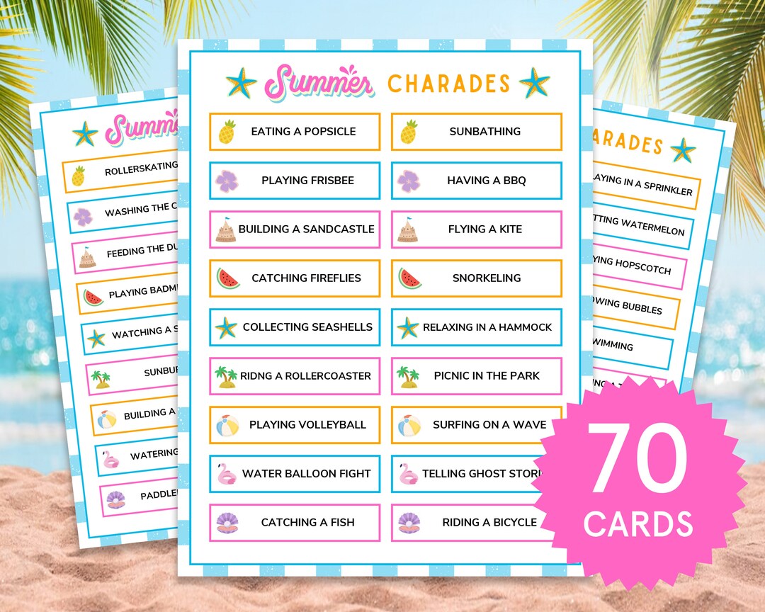 Summer Charades Summer Games Family Summer Activities for Kids, Adult ...