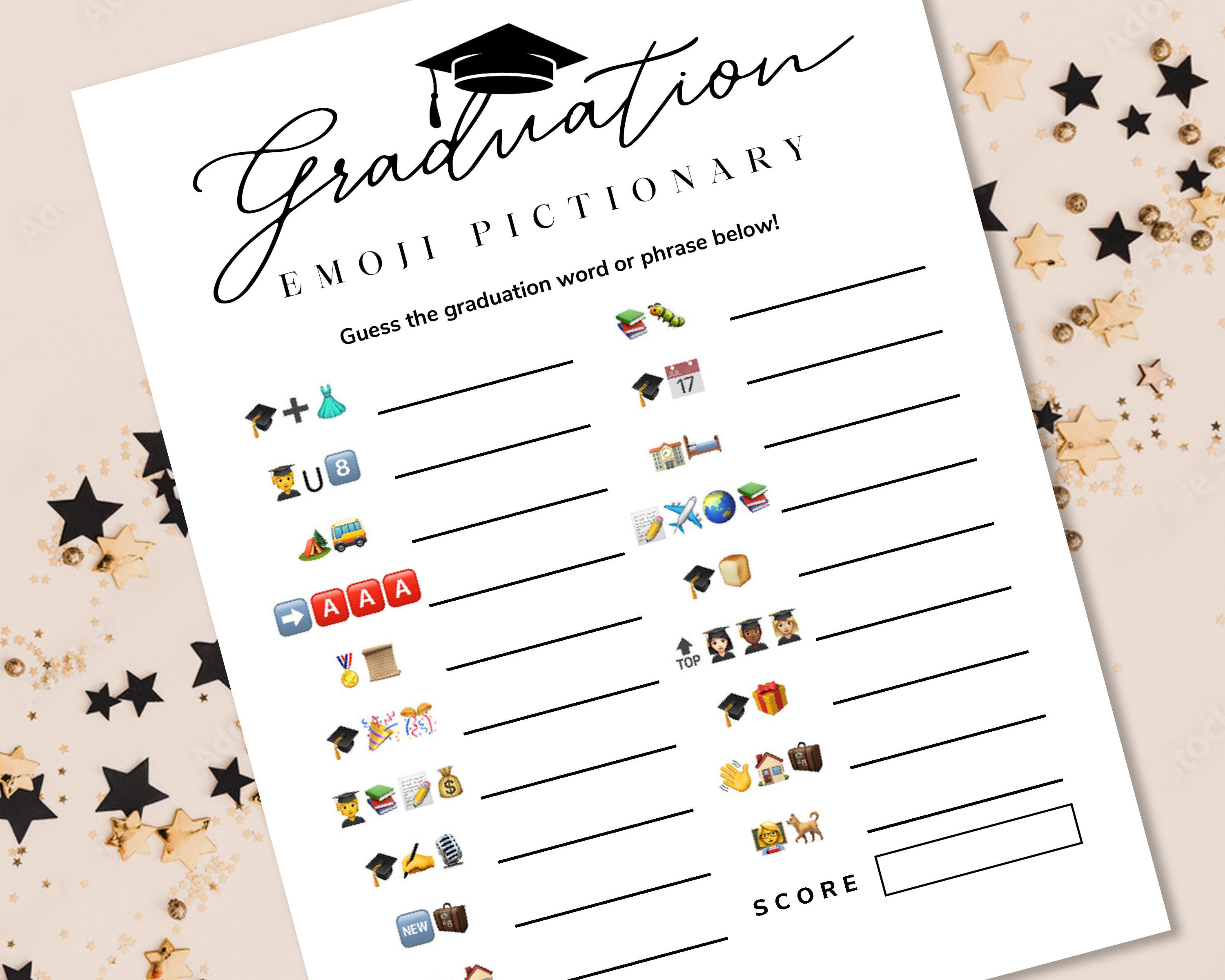 Graduation Emoji Pictionary Graduation Party Games High School ...