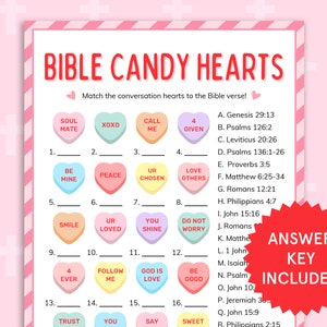 God's Conversation Hearts Bible Match Game Church Valentine Bible Verse ...