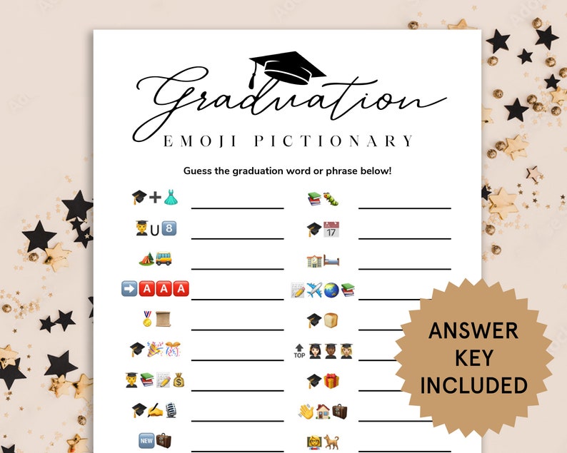 Graduation Emoji Pictionary Graduation Party Games High School ...