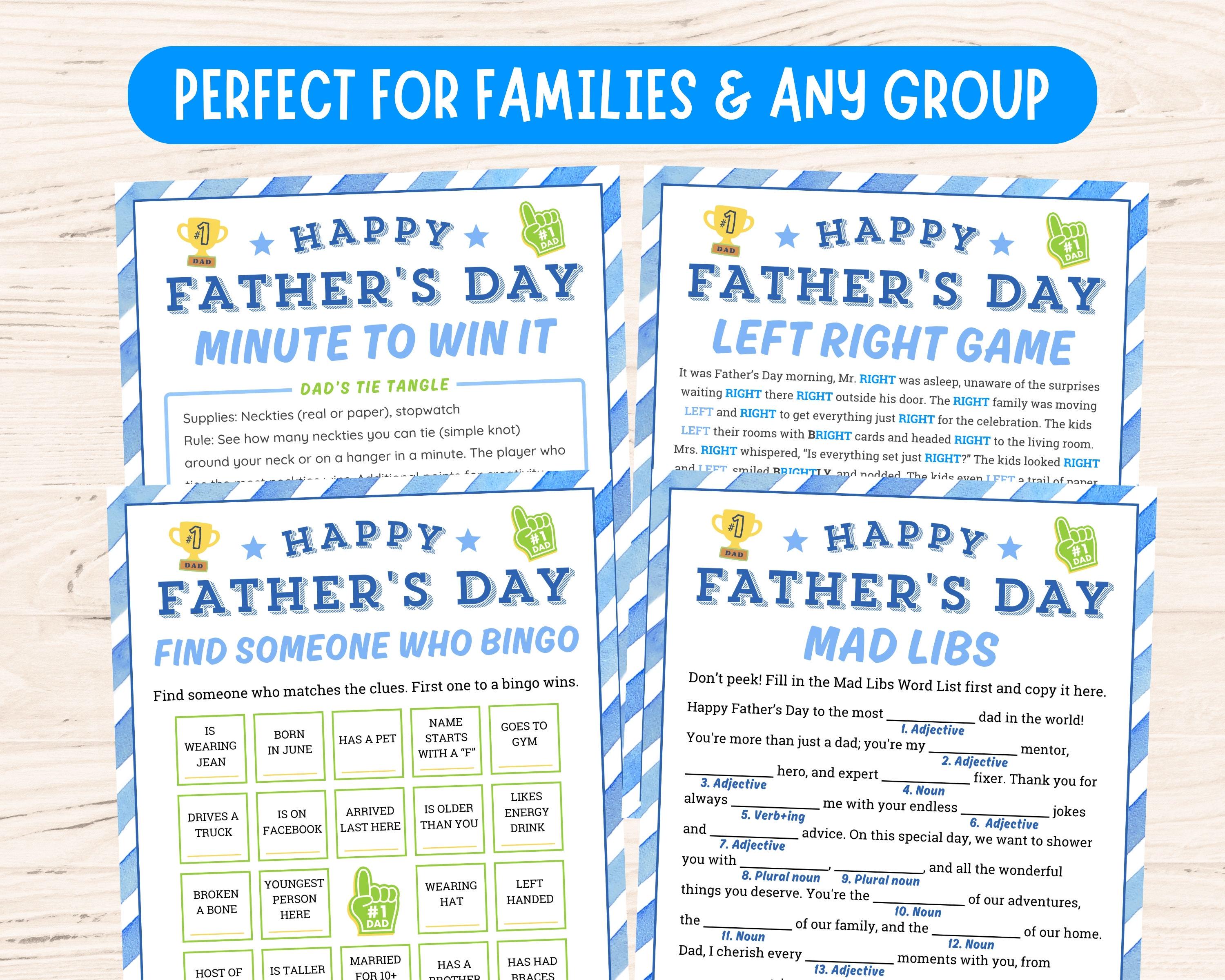 Fathers Day Games Bundle Fathers Day Activities for Kids Adults Fathers ...
