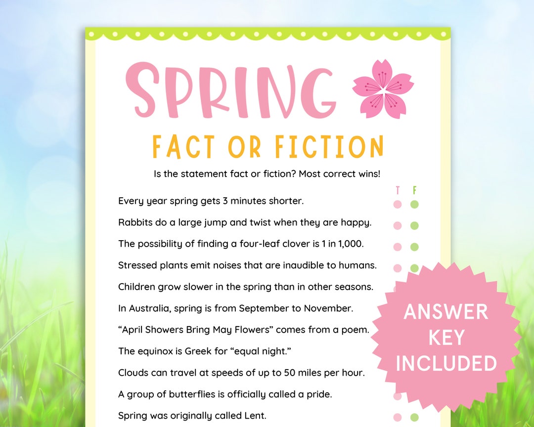Spring Fact or Fiction Game Printable Spring Activities for Kids ...