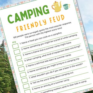 Camping Friendly Feud Camping Family Feud Camping Activities for Kids ...