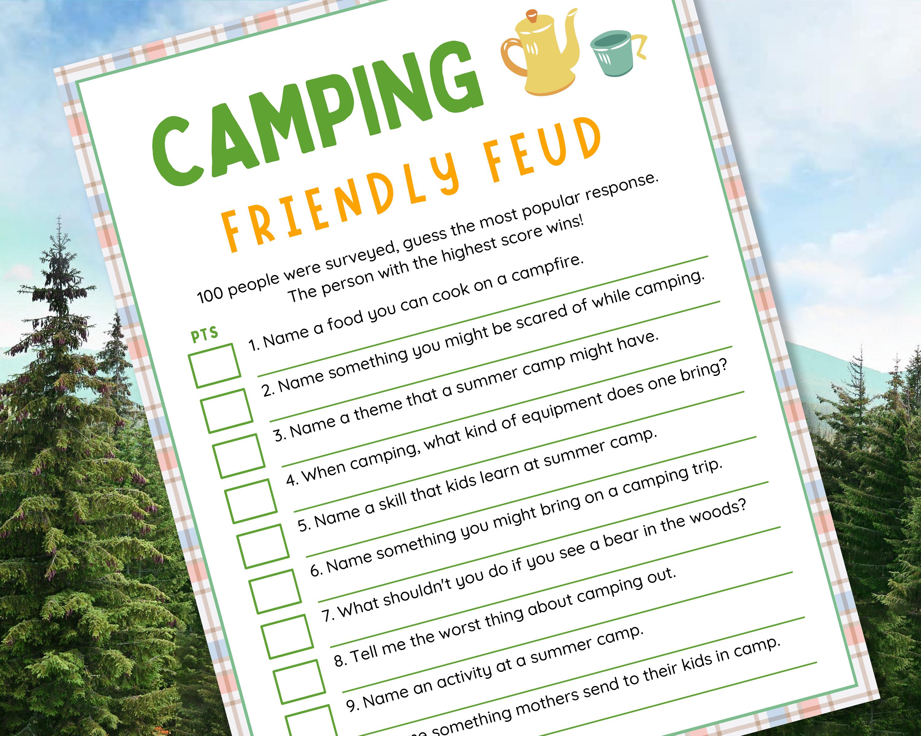 Camping Friendly Feud Camping Family Feud Camping Activities for Kids ...
