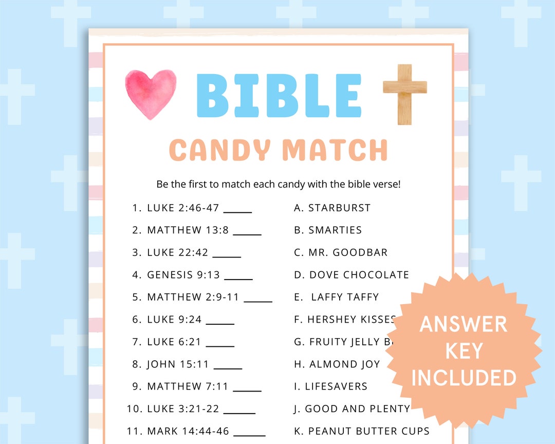 Bible Candy Match Bible Games for Kids, Adults Easter Sunday School ...