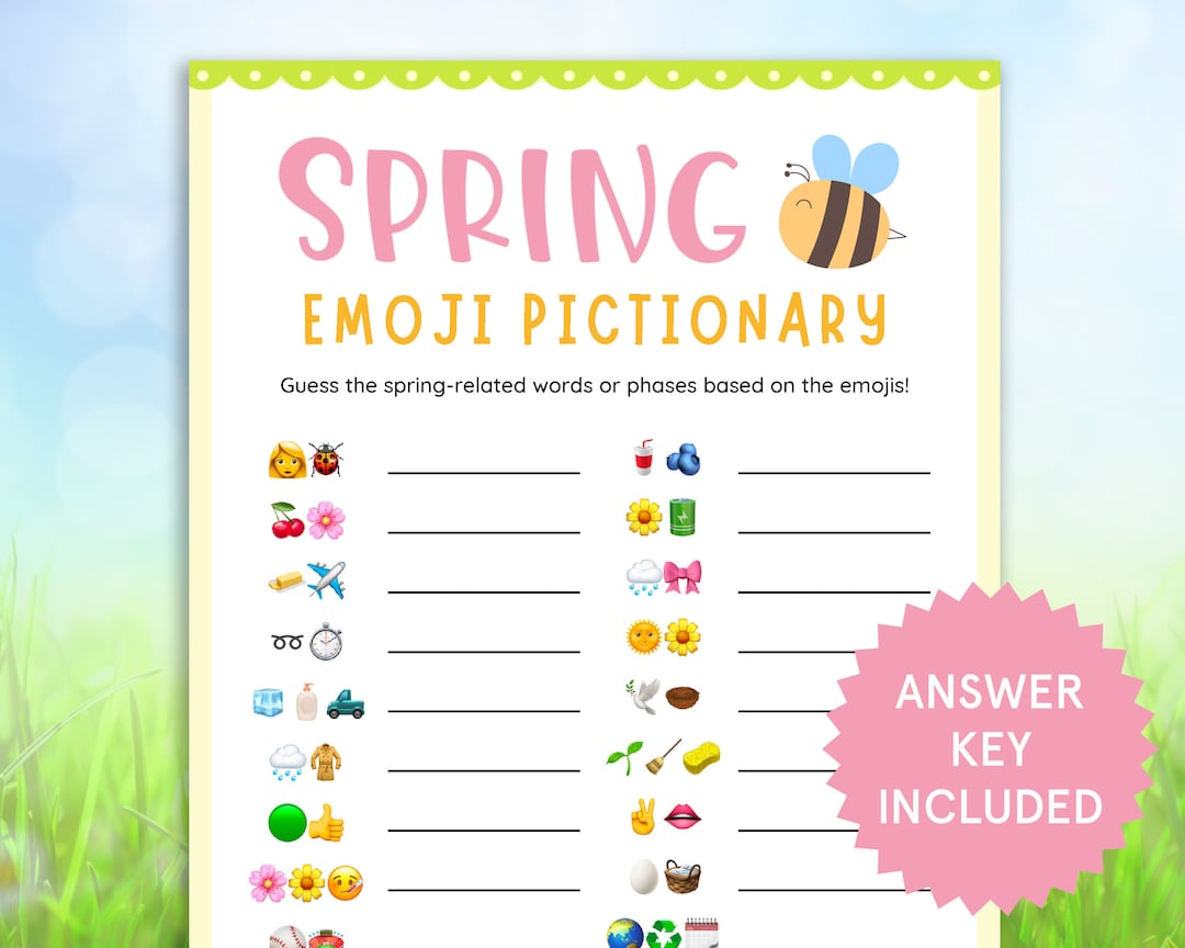 Spring Emoji Pictionary Game Printable Springtime Games Spring ...