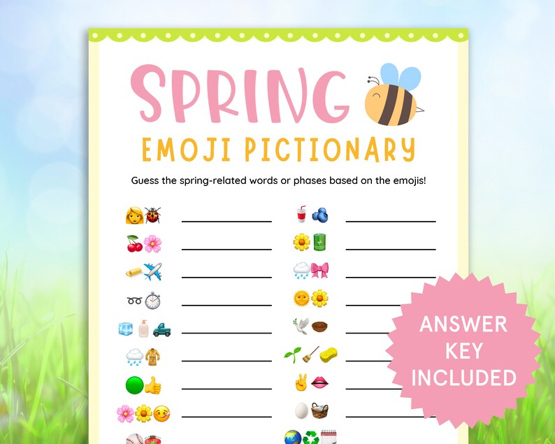 Spring Emoji Pictionary Game Printable Springtime Games Spring ...