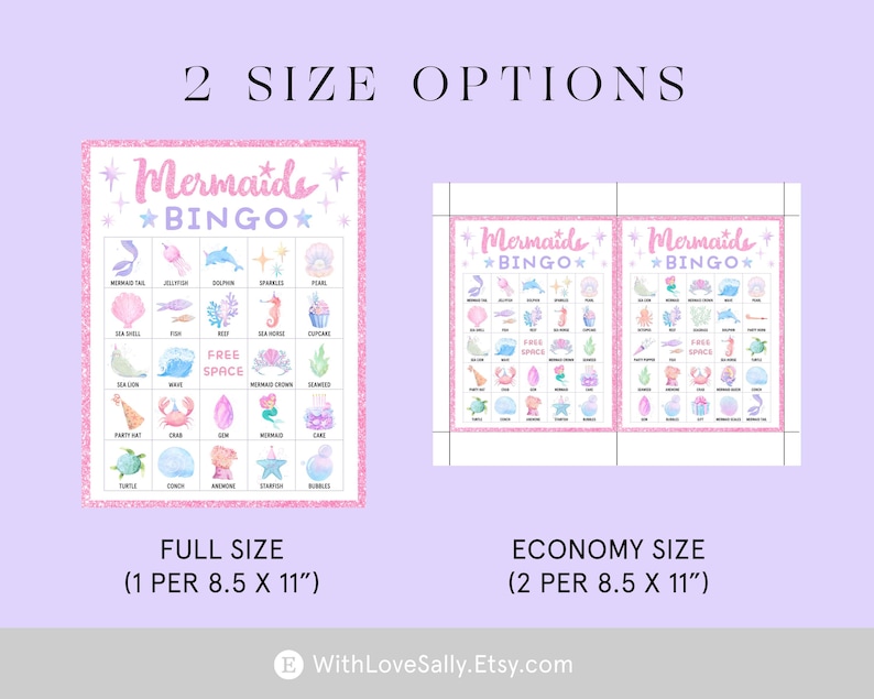 Mermaid Bingo Cards Mermaid Games Girls Mermaid Activities for Kids ...