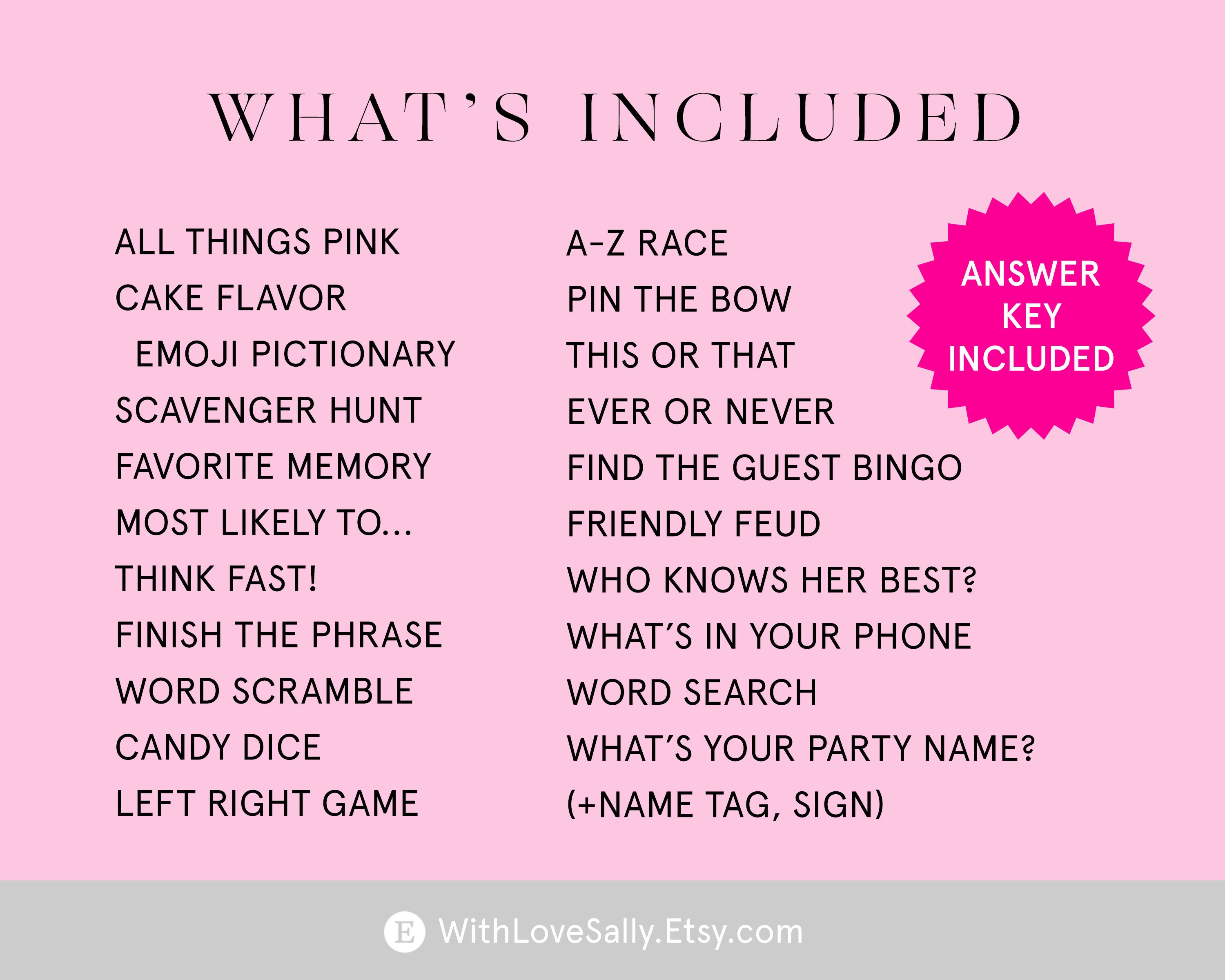 Birthday Games Bundle for Girls Pink Birthday Games for Kids, Teens ...