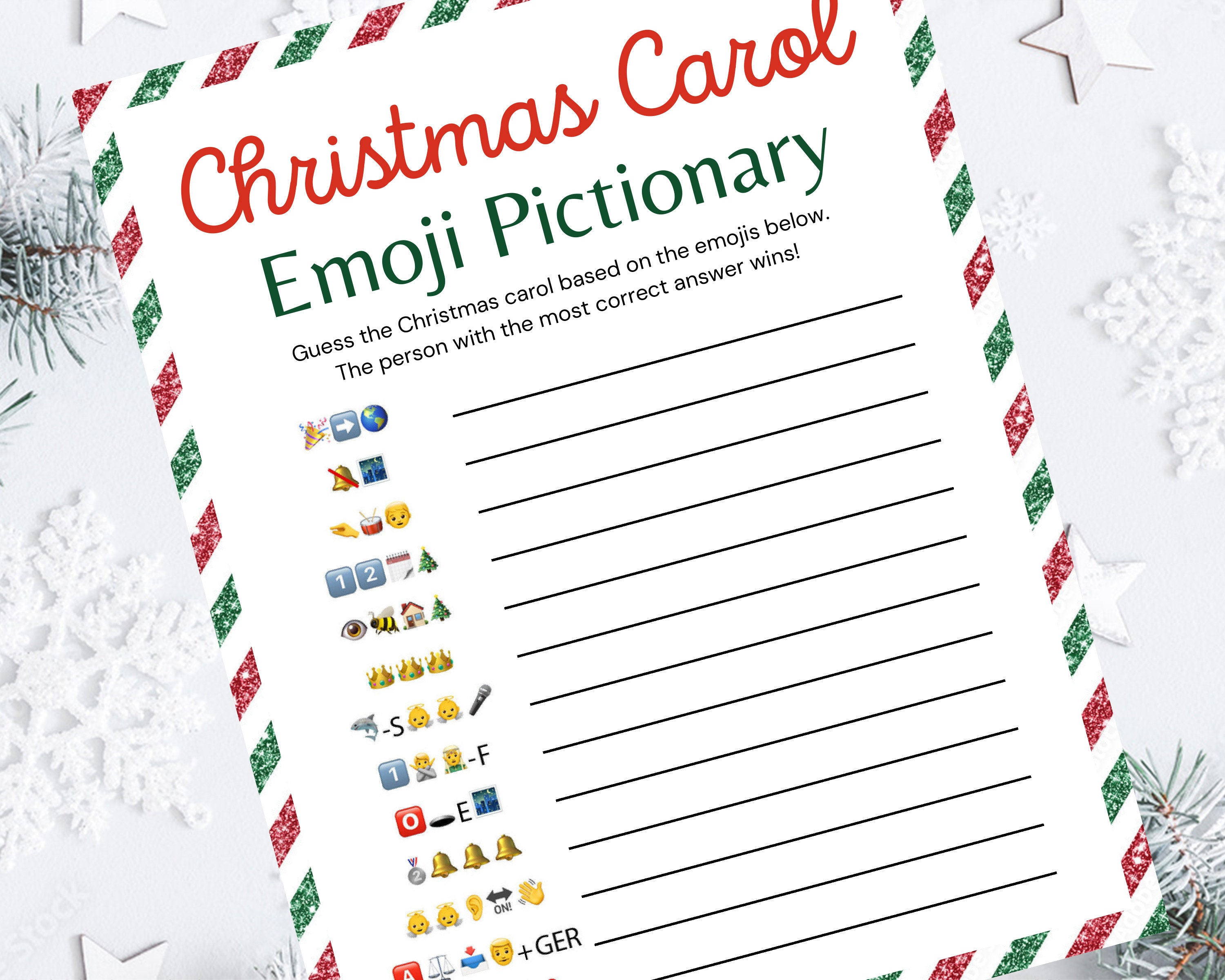 Christmas Carol Emoji Pictionary | Christian Christmas Game for Kids ...