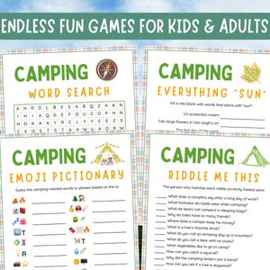 Camping Game Bundle Camping Activities for Kids Camp Party Dad Camping ...