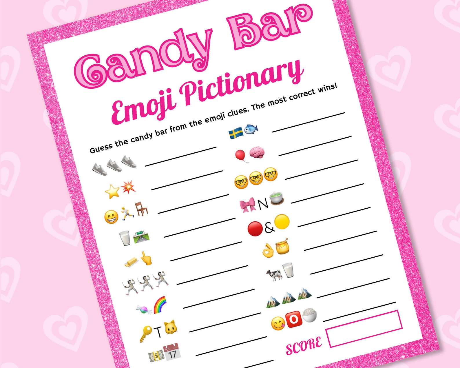 Candy Bar Emoji Pictionary Valentines Games Fun Valentines Party Games ...
