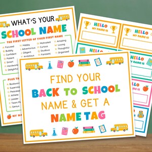 What's Your Back to School Name, Name Tags, Sign Classroom Games ...
