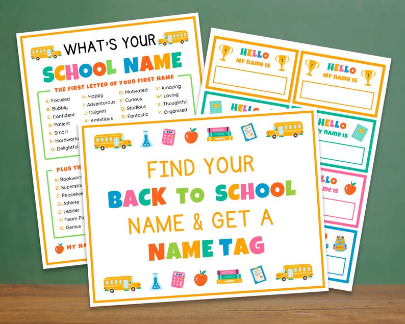 What's Your Back to School Name, Name Tags, Sign Classroom Games ...
