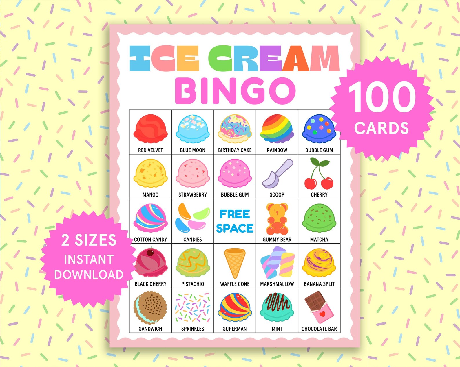 Ice Cream Bingo Cards Ice Cream Games Summer Games Ice Cream Birthday ...