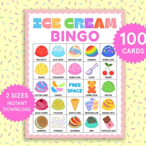 Ice Cream Bingo Cards Ice Cream Games Summer Games Ice Cream Birthday ...