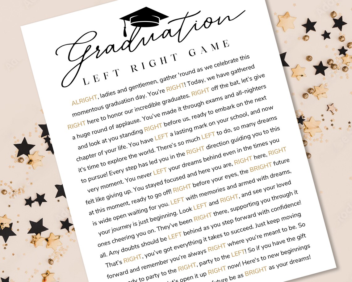 Graduation Left Right Game Graduation Party Games Class of 2024 High ...