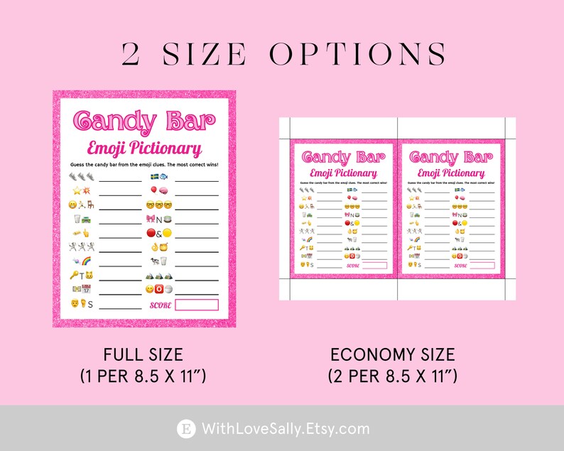 Candy Bar Emoji Pictionary Printable Girls Birthday Party Games for ...
