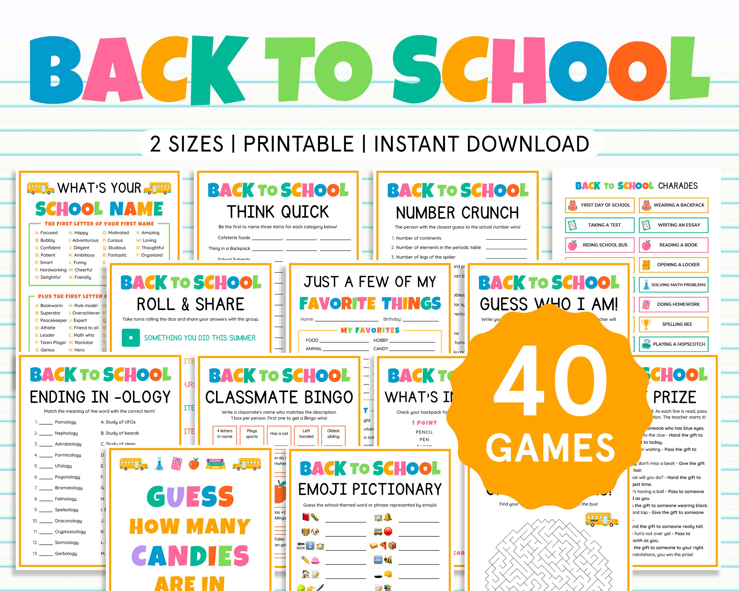 Back to School Games Bundle Classroom Games Elementary School Games ...