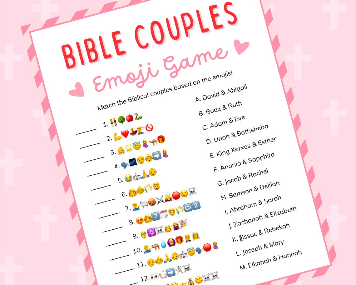 Bible Couples Emoji Game Bible Emoji Pictionary Church Valentines Day ...
