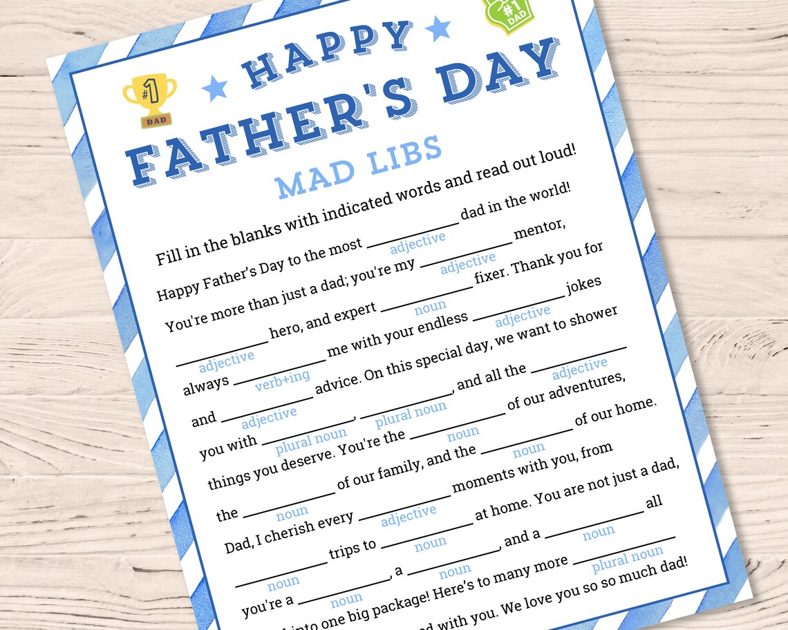 Fathers Day Mad Libs Fathers Day Games Fathers Day Activity Fun Fathers ...