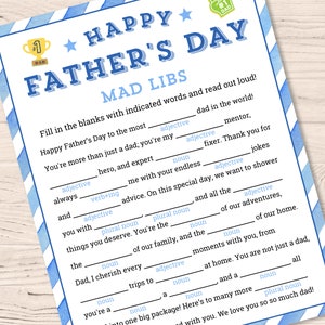 Fathers Day Mad Libs Fathers Day Games Fathers Day Activity Fun Fathers ...