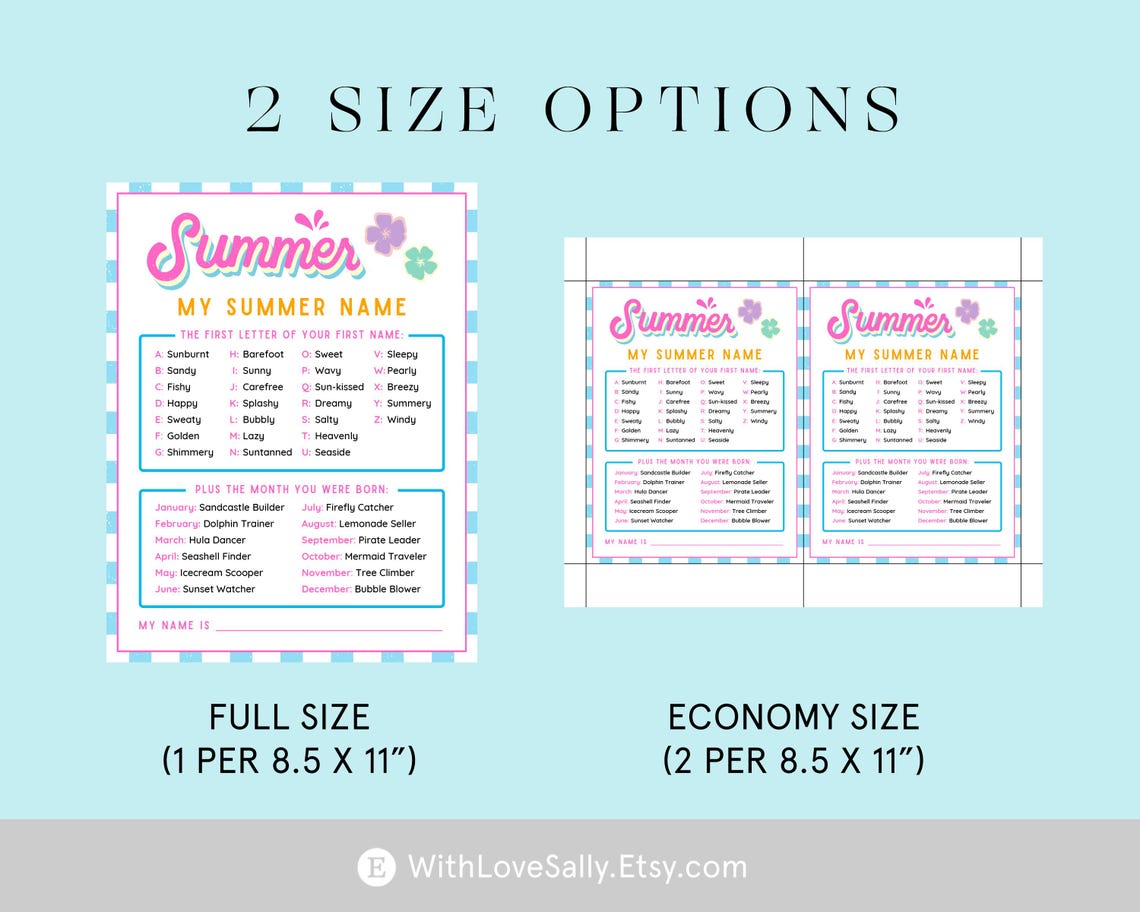 What's Your Summer Name Summer Games for Kids, Family Summer Games ...