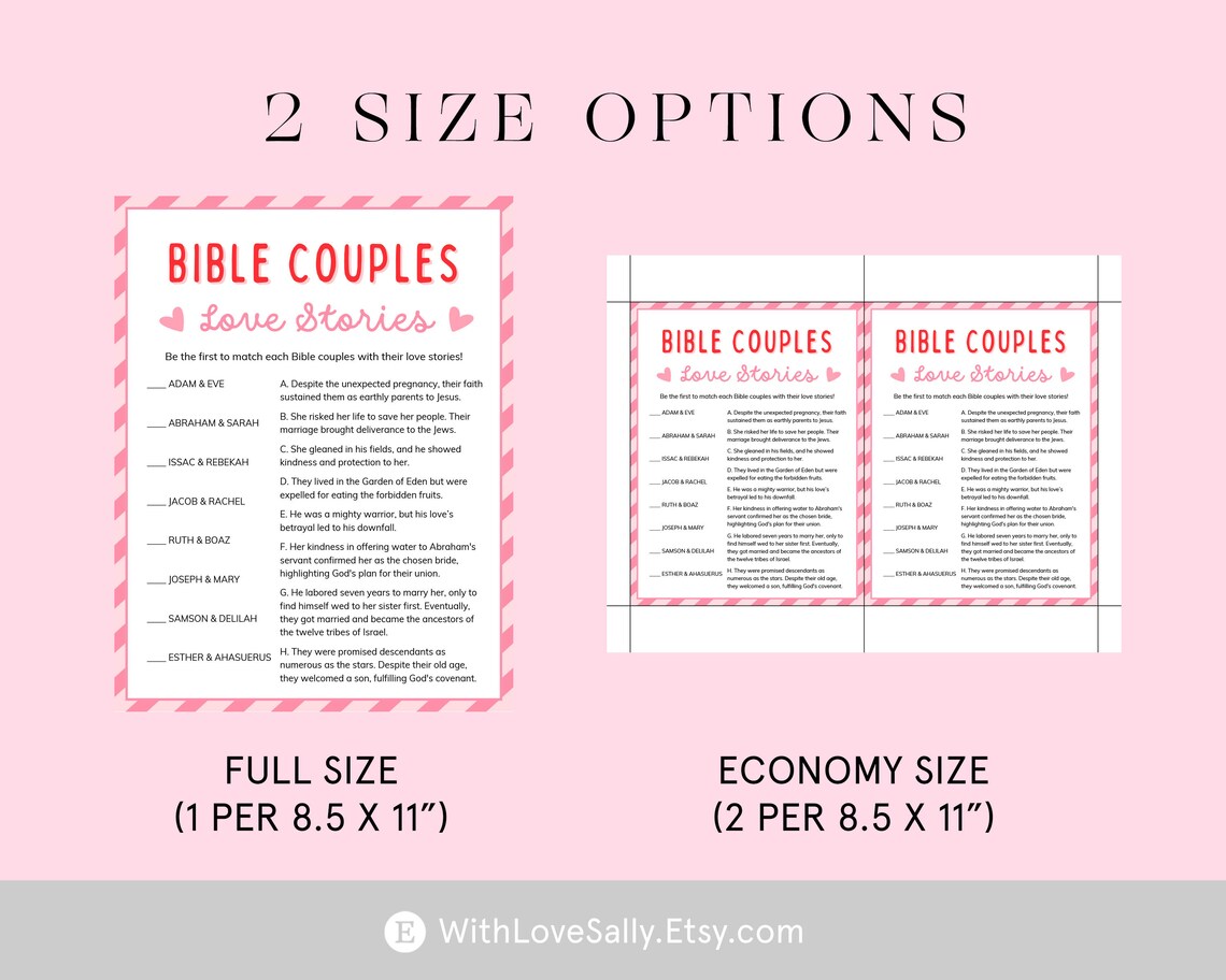 Bible Couples Love Stories Game Bible Trivia Games for Kids, Adults ...