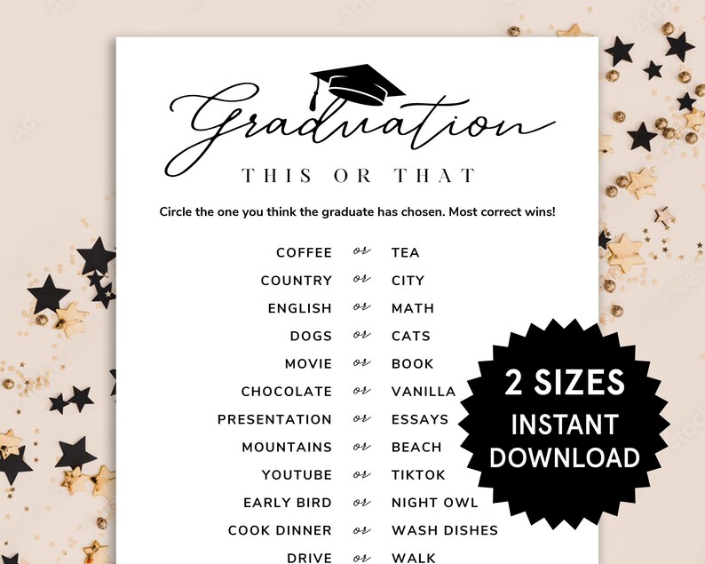 Graduation This or That Graduation Game Class of 2025 Graduation Party ...