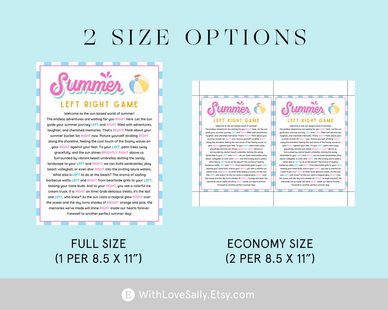 Summer Left Right Game Summer Games for Kids, Family Summer Left Right ...