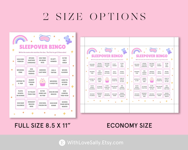 Sleepover Bingo | Slumber Party Find the Guest Bingo | Slumber Party ...