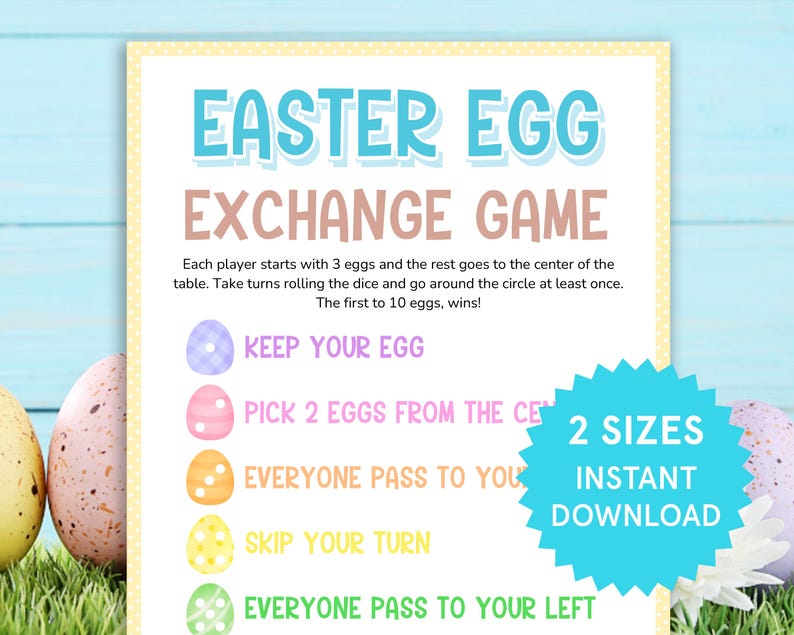 Easter Egg Exchange Dice Game Easter Pass the Gift Easter Party Game ...