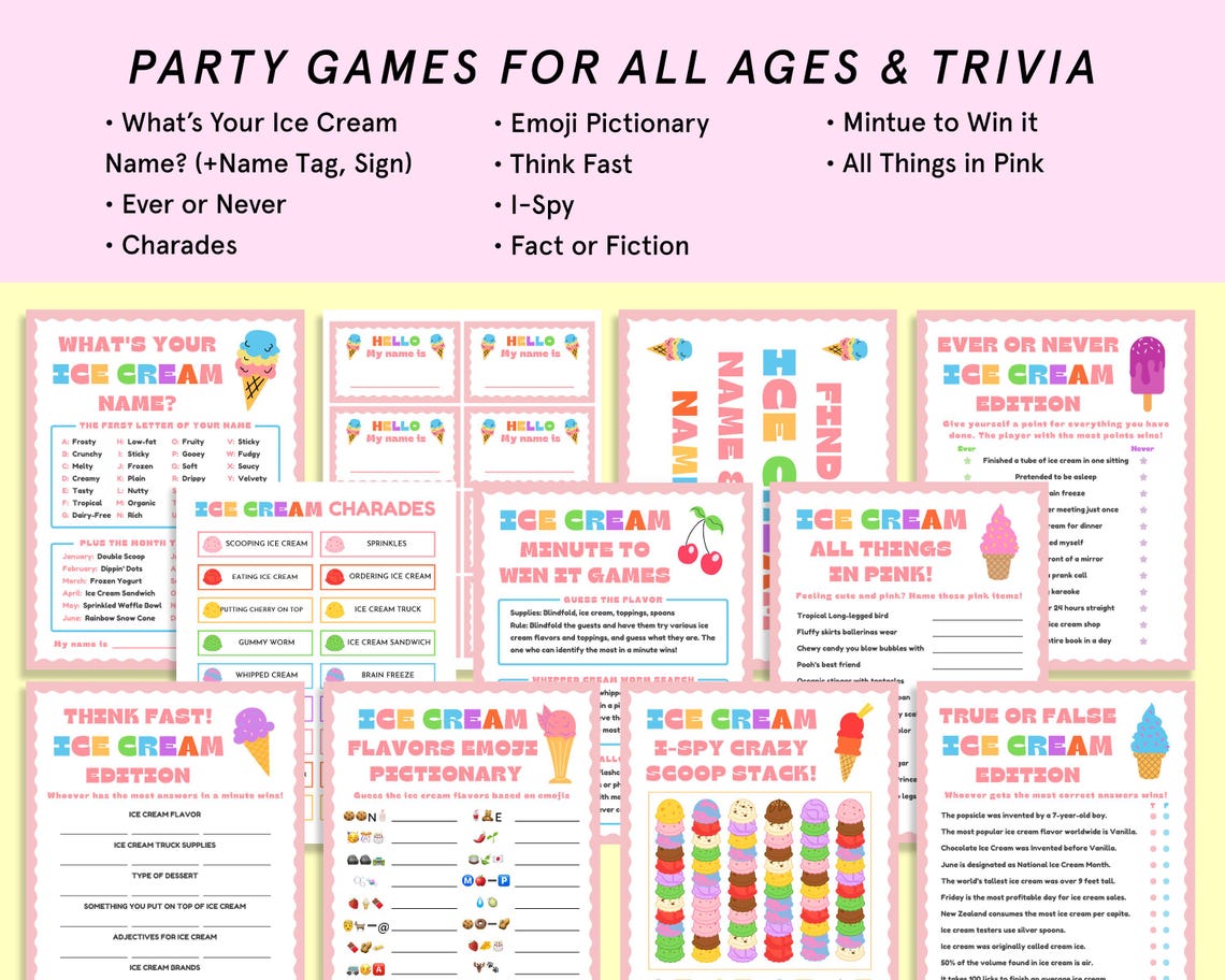 Ice Cream Party Games Ice Cream Games Summer Games Icecream Social ...