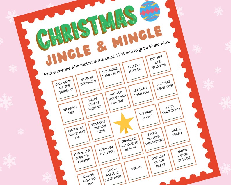 Christmas Jingle and Mingle | Christmas Find the Guest Bingo | Fun ...