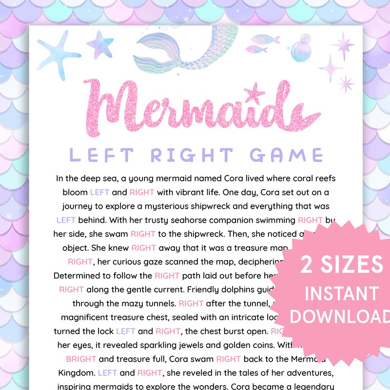 Mermaid Themed Baby Shower Printable Game - Etsy